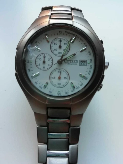 OROLOGIO DA POLSO CITIZEN TITANIUM TACHIMETRO usato CON DIFETTI EUR 49 ...