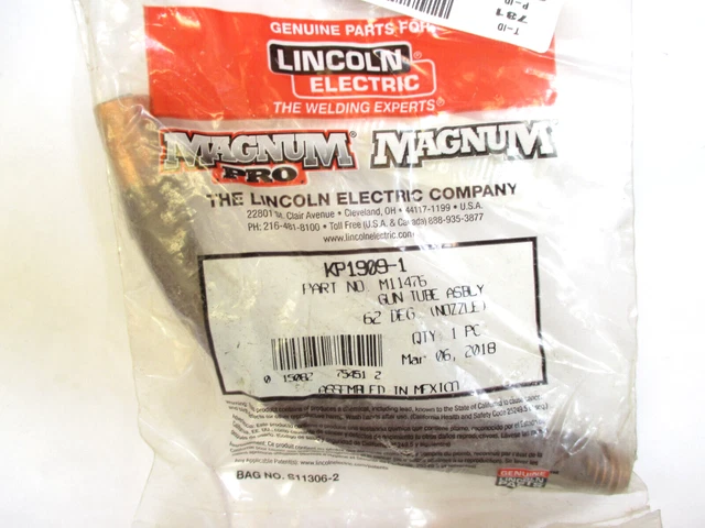 NEW LINCOLN ELECTRIC KP1909-1, M11476 Gun Tube Assembly 62 Degree ...