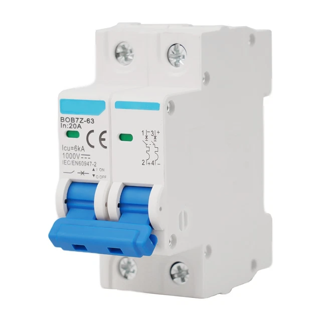 1000V 2 POLE-DC Circuit Breaker Double MCB Solar PV 6 10 16 20 32 40 50 ...