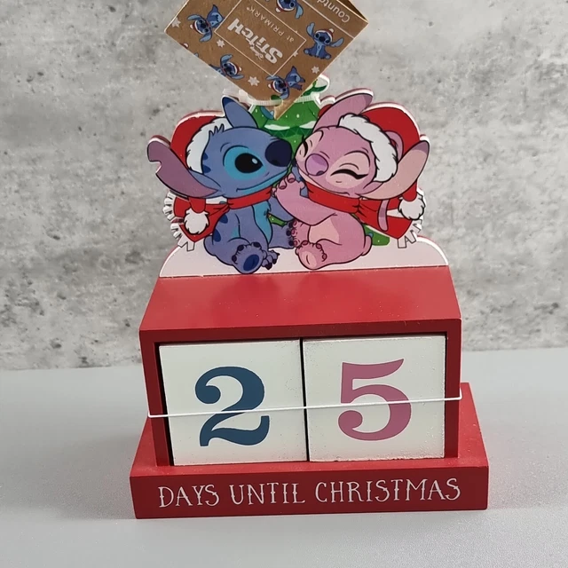 DISNEY STITCH & Angel Countdown To Christmas Wooden Advent Calendar ...