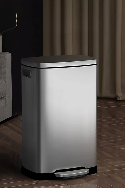 50L LARGE RECTANGULAR Step Trash Bin Can Stainless Steel Recycling ...