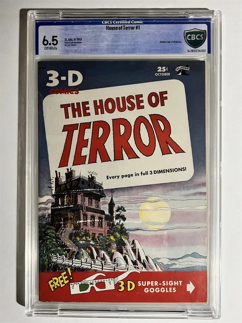 HOUSE OF TERROR #1 3D Comics Âge D'or 1953 Cbcs 6,5 Grade ! Maison ...