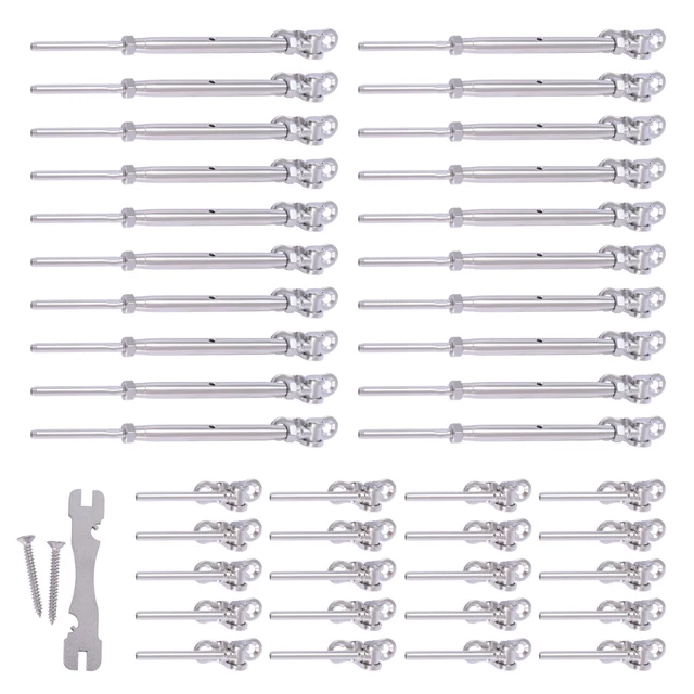 20 PACK CABLE Railing Kit 1/8“ Swage Toggle Turnbuckle Hardware T316 ...