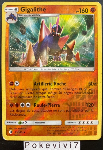 CARTE POKEMON GIGALITHE 71/149 Holo Reverse Soleil et Lune 1 SL1 FR ...