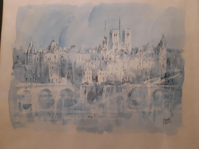 LITHOGRAPHIE PIERRE PAGES (Notre Dame de Paris) - Sous verre EUR 150,00 ...