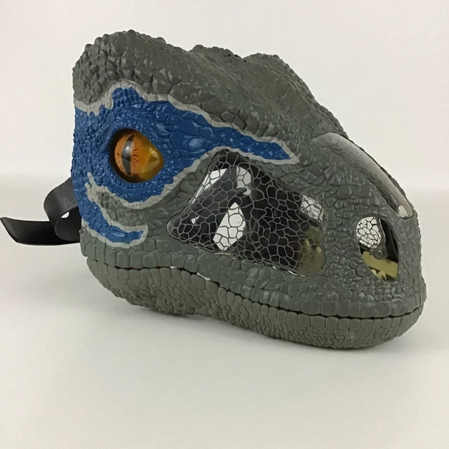 JURASSIC WORLD CHOMP Roar Electronic Mask Velociraptor Blue Mattel ...