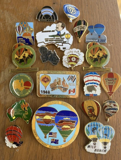 20 HOT AIR Balloon Badge Pins Includes 1988 Trans Australia Balloon ...