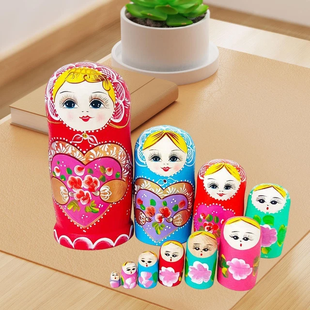 10 PIECES RUSSIAN Nesting Dolls Wood Matryoshka Dolls Crafts ...