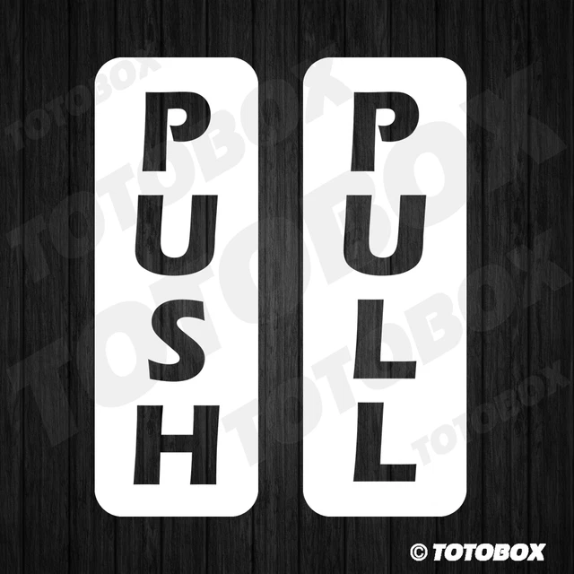 PUSH PULL DOOR Sign Sticker Business Store Shop Window Door Stickers ...
