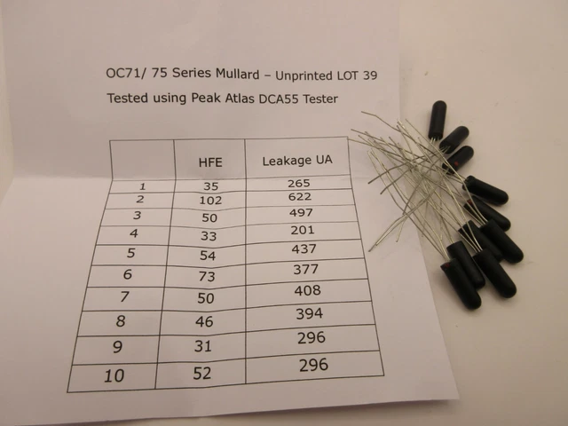OC71 OC75 SERIES Mullard Unprinted Germanium Transistors x 10 NOS (Lot ...