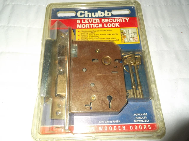 CHUBB 5 LEVER Security Mortice Lock with 2 Keys ~ For Wooden Doors ...