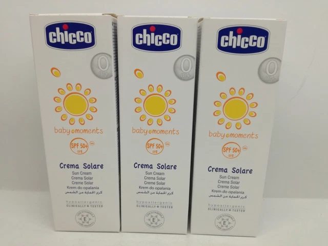 CHICCO CRÈME SOLAIRE SPF 50 + Uvb - Om + 75 ML - Baby Moments - 3 Pièces EUR 13,79 - PicClick FR