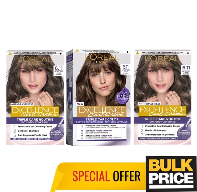 L'ORÉAL EXCELLENCE COOL Creme 6.11 Ultra Ash Blond Foncé Cheveux ...