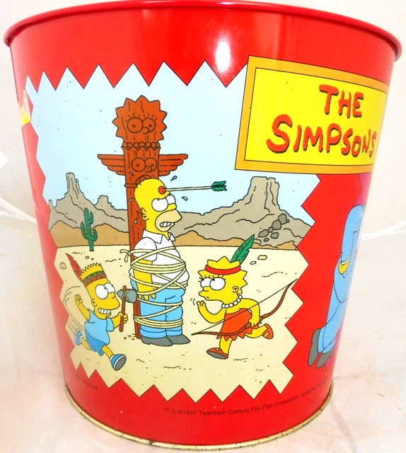 SEAU A POPCORN THE SIMPSON'S 1997 AVEC COUVERCLE D'ORIGINE 20 cm Ø x 19 ...