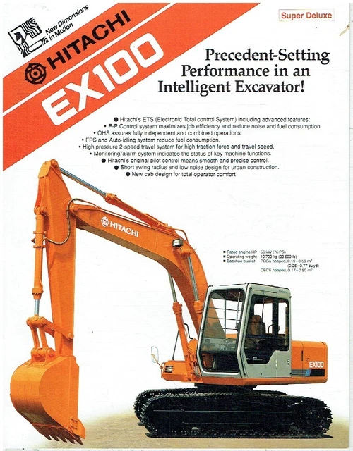 HITACHI EX100 EXCAVATOR Original 1989 Factory Sales Brochure £29.99 ...