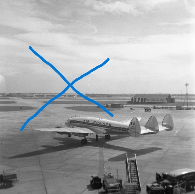 ORIGINAL 6X6 CM NEGATIVE AIRCRAFT Constellation AIR FRANCE F-BAZ- C1960 ...