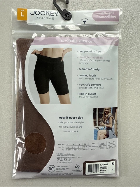 JOCKEY ESSENTIALS WOMEN'S LARGE No Chafe Slipshort BROWN Smoothing £8. ...