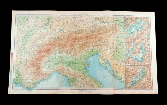 ANTIQUE ITALIAN MAP of The Alps Physical Mont Blanc Aletsch Glacier ...