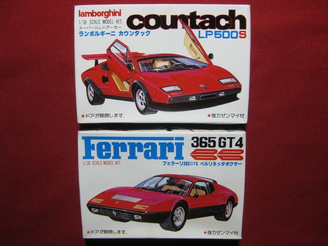 LAMBORGHINI COUNTACH LP500S/FERRARI 365 GT4 BB 1/38 Motorized Model Kit ...