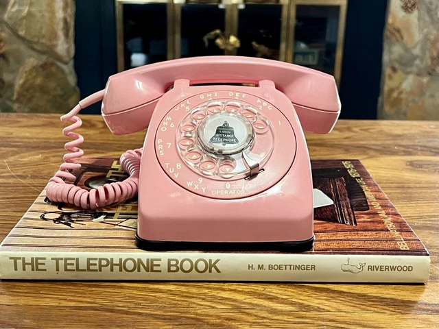 VINTAGE RARE AUTOMATIC Electric Pink Rotary Dial Telephone, WORKS ...