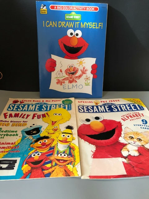 1990 SESAME STREET Magazines & Coloriage Book Muppets CTW Elmo Cookie ...