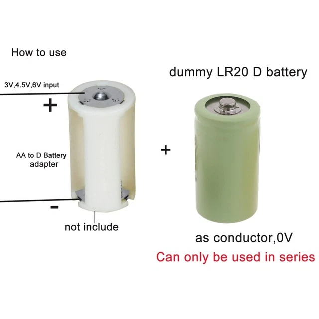 NOT REAL BATTERY LR20 D Battery Setsup Housing Placeholder Cylinder ...