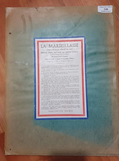 TRÈS RARE 300 exemplaires la marseillaise Rouget de lisle. E. Grasset ...