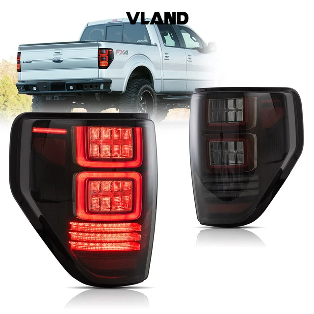 VLAND SMOKED LED Tail Lights Red Turn Signal For Ford F150 2009-2014 ...