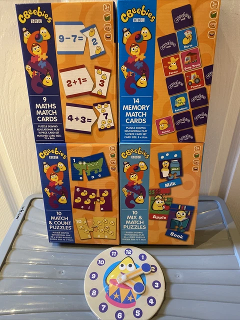 CBEEBIES 4X MATCHING/LEARNING Sets With learning wooden clock bundle ...