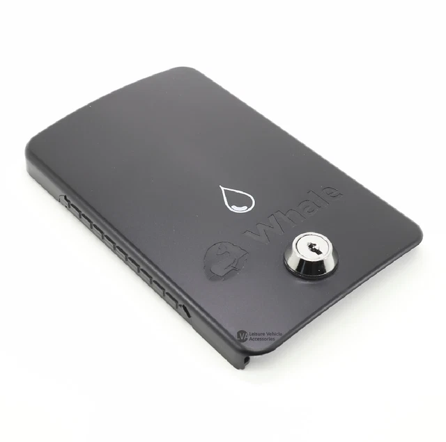 WHALE WATER INLET Locking Lid Cover Black Sliding Motorhome Caravan ...