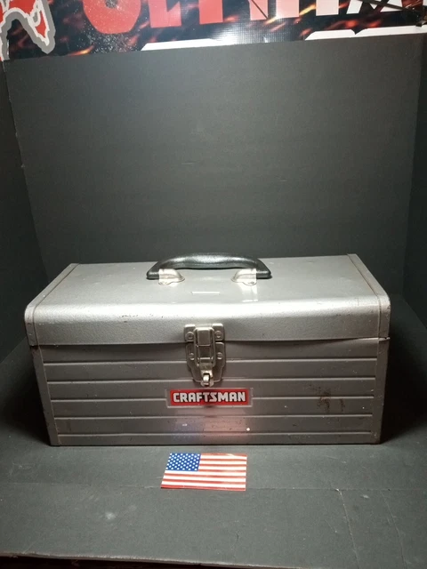 SEARS CRAFTSMAN GREY, Gray Metal Tool Box, Vintage, No Tray, 16 x 7 x 7 ...