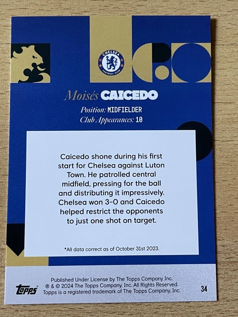 TOPPS CHELSEA TEAM Set 2023 2024 Moises Caicedo Kings Road EUR 2,91 ...