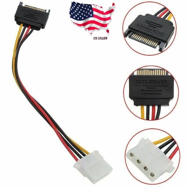MALE FEMALE 4-PIN Power Drive Adapter adaptor Cable to Molex IDE SATA ...