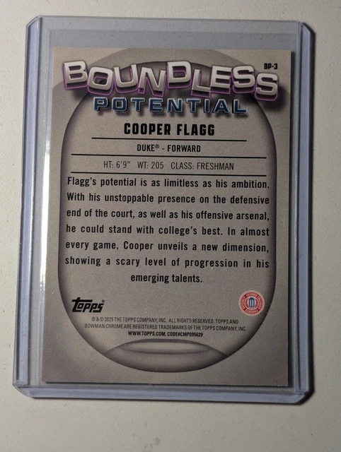 2024 BOWMAN U Chrome Cooper Flagg Boundless Potential Blue Refractor/150 Duke🔥 $205.55 - PicClick CA