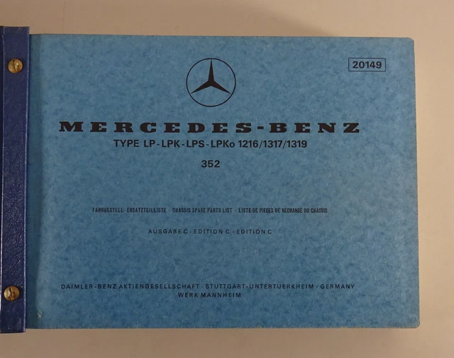 CATALOGUE DES PIÈCES Mercedes Benz Camion Lp-Lpk-Lps-Lpko 1216/1317 ...