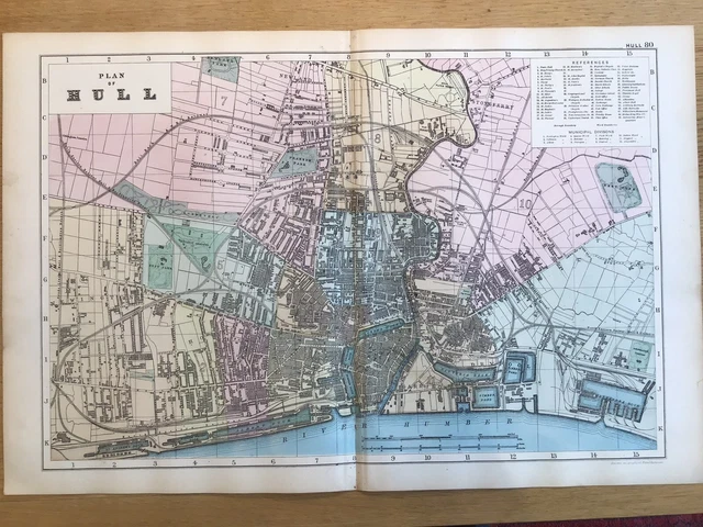 ANTIQUE PLAN OF Hull Showing Do Is And Railways. 1895 .NER. £12.99 ...