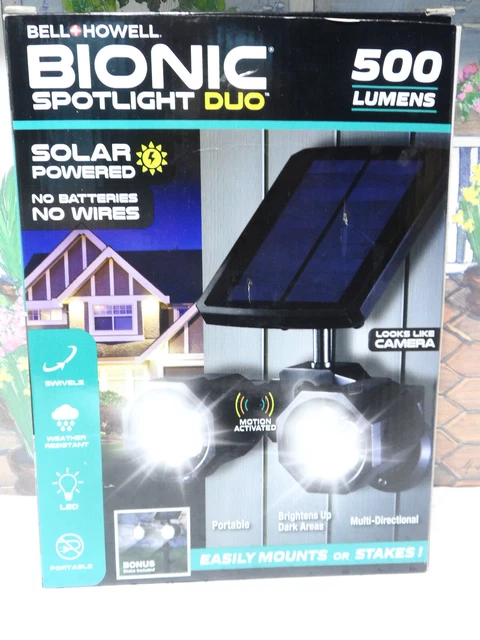 BELL+HOWELL BIONIC SPOTLIGHT Duo Outdoor Motion Sensor Solar Powered ...