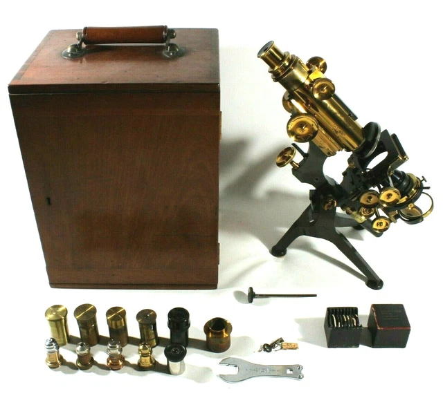 WATSON & SONS Royal Microscope High Holborn London Cased Antique UK ...