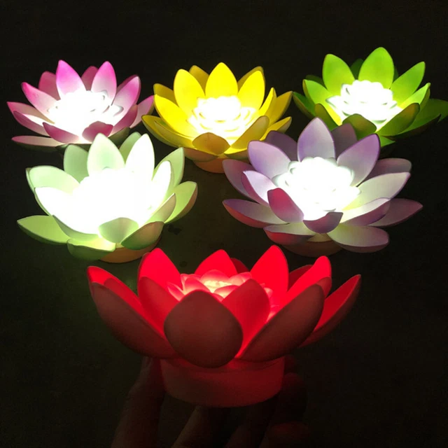 2 PCS WATER Lily Light Solar Lily Pads Pool Floating Lily Pad Flowers £ ...