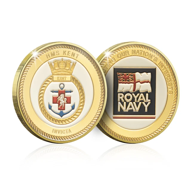 ROYAL NAVY MEMORABILIA Gifts Collection Gold Spoof Challenge Coin Medal ...