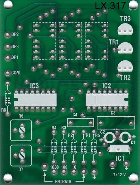 C.S. LX317 NUOVA ELETTRONICA Voltmetro digitale 3 cifre 1-1000V CA3162 ...