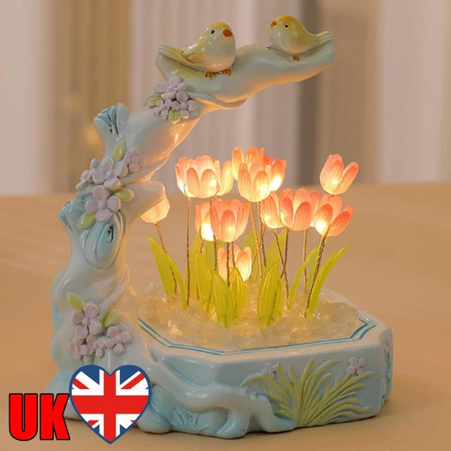 DIY CUTE FLOWER Night Light Battery Operated LED Tulip Lamp Gift for ...