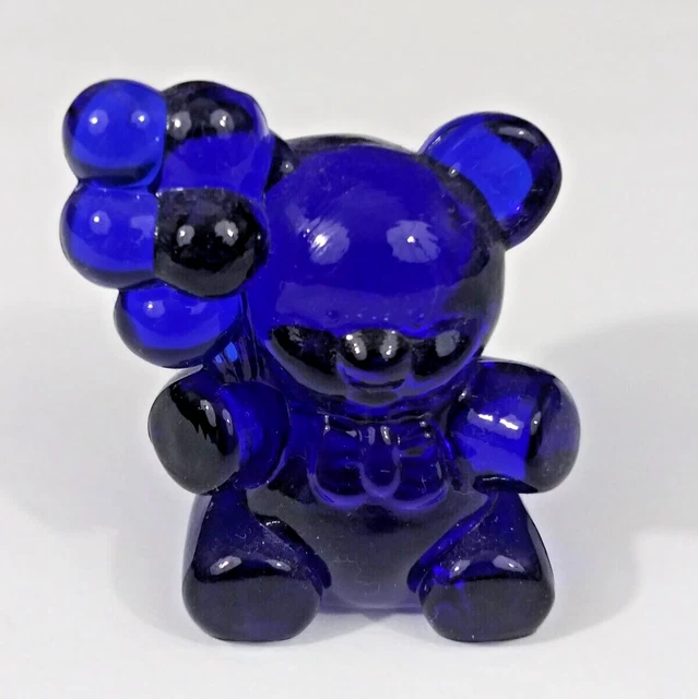 VINTAGE BOYD GLASS Patrick Balloon Bear Cobalt Blue Paperweight ...
