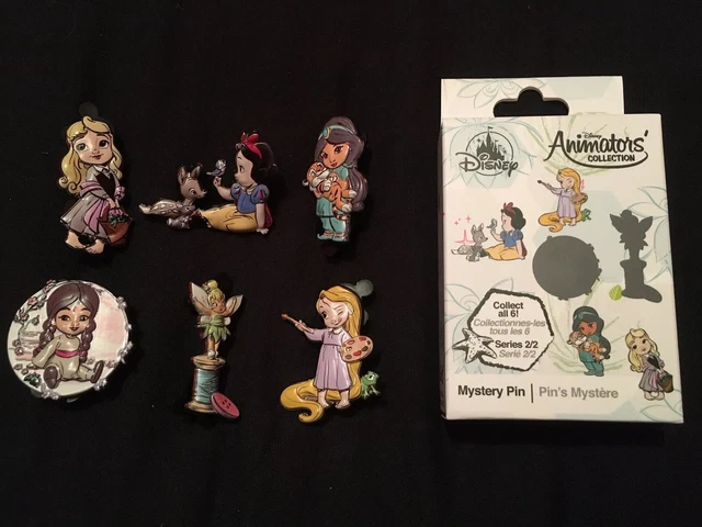 DISNEY ANIMATORS COMPLETE SET (6) Series 2 Mystery Pin Badge Rapunzel ...