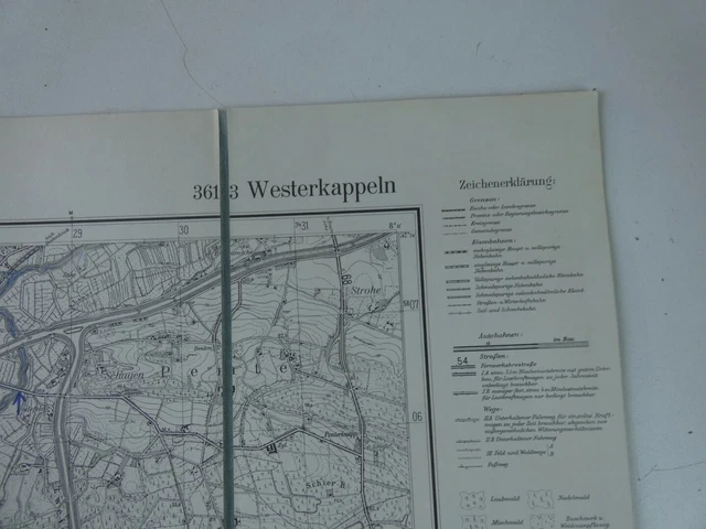 KARTE 3613 WESTERKAPPELN 50-60er Jahre 1:25000 Landkarte ...