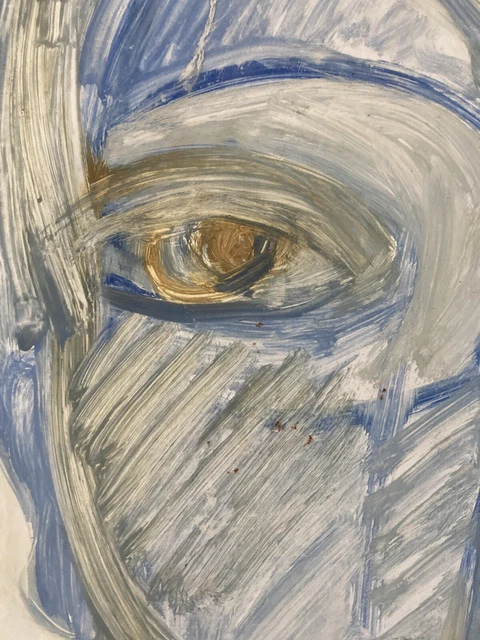 TRÈS BELLE PEINTURE Patrick Boudon gouache sur papier portrait cubiste ...