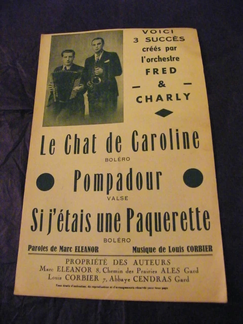 SPARTITO GATTO CAROLINE Pompadour Si Ero Una Margherita Fred & Charly ...