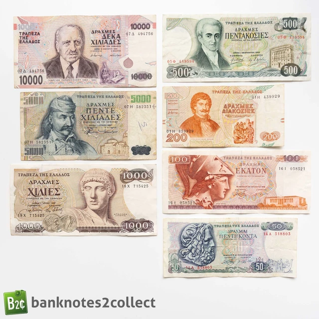 GREECE: SET OF 7 Greek Drachma Banknotes. $26.68 - PicClick CA