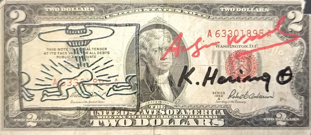 KEITH HARING ANDY Warhol Banconota Disegno Serigrafia Firmata Certificata EUR 500,00 - PicClick IT