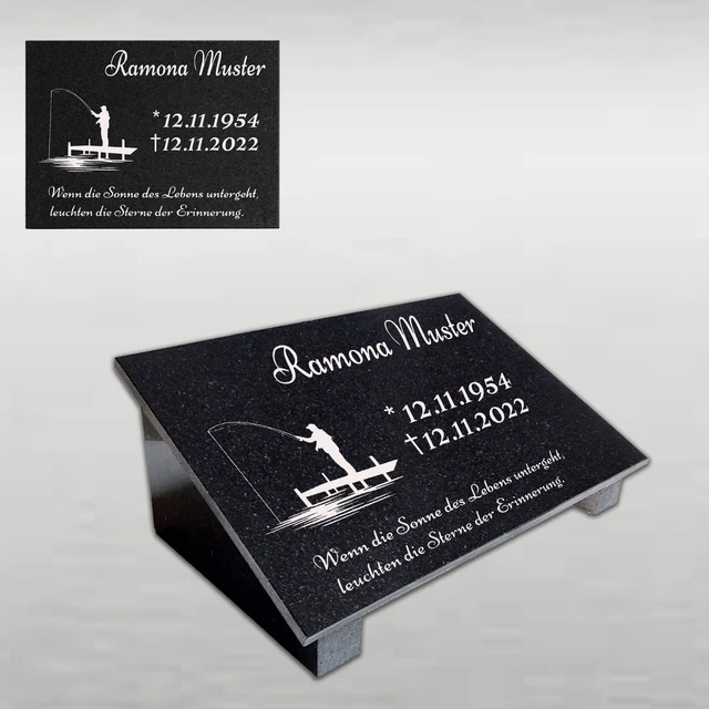 GRABSTEIN GRABPLATTE GRANIT Motiv+Gravur mit und ohne Stützen ...